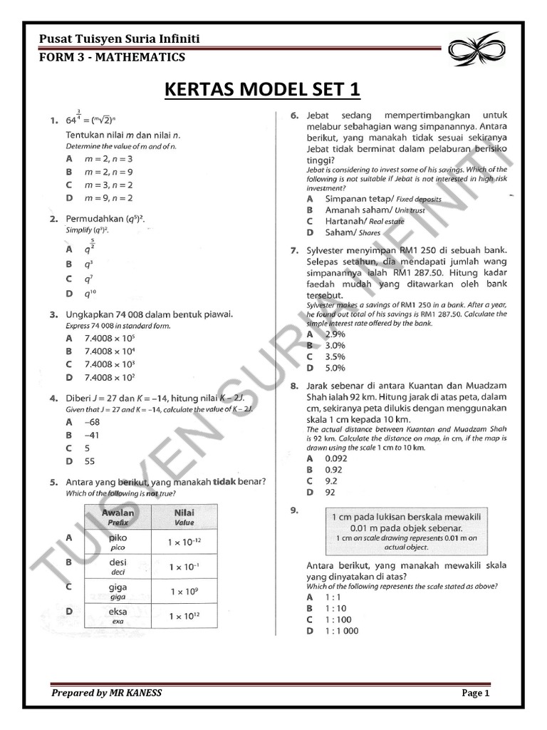 Form 3 Mathematics Model Paper | PDF | Career & Growth