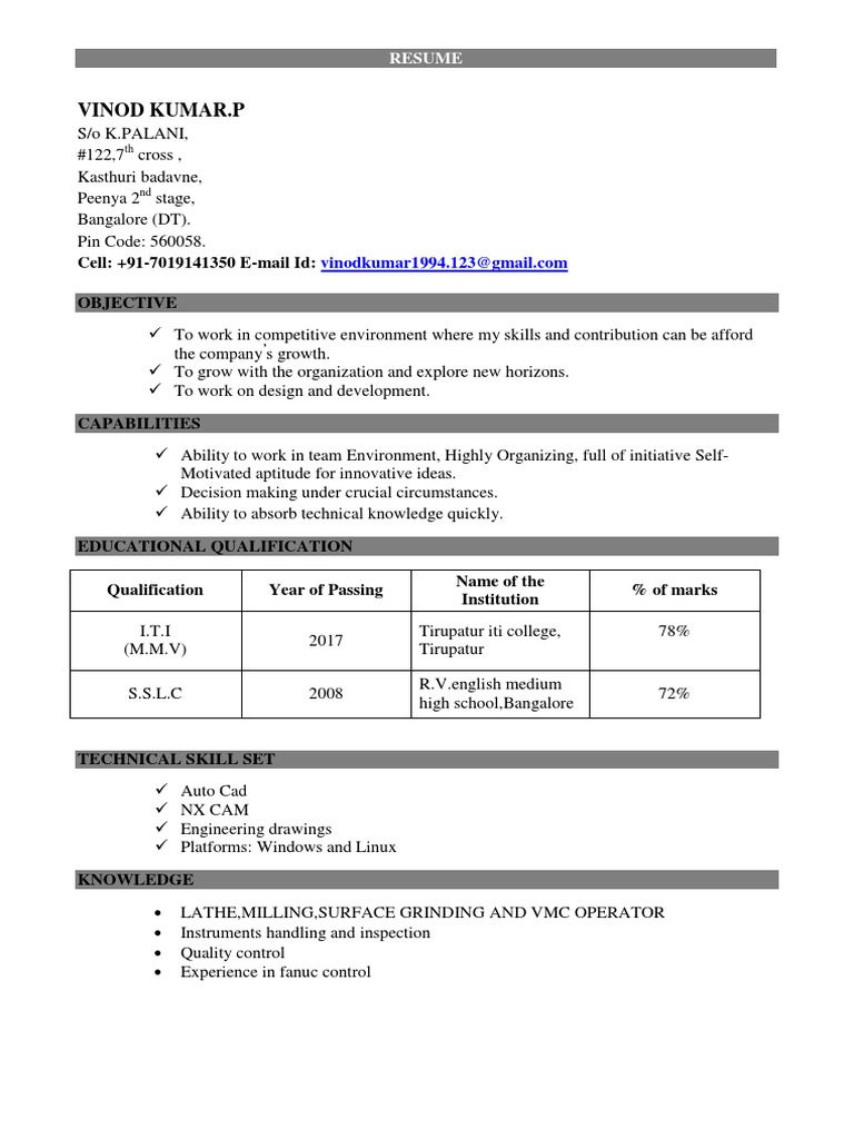 Vinod Resume | PDF