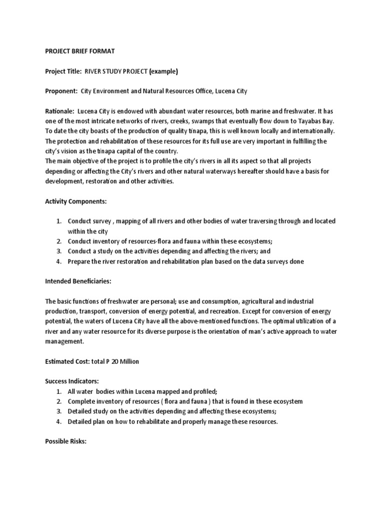 Project Brief Format | PDF | River | Water