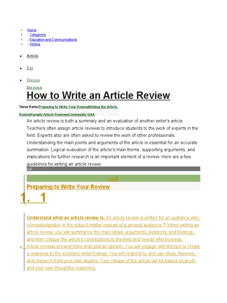 How To Write An Article Review | PDF | Argument | Expert