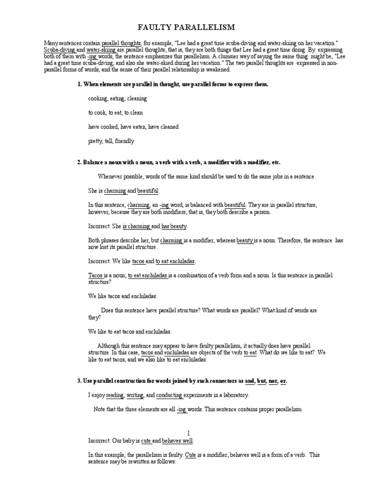Grammar - Faulty Parallelism | PDF | Verb | Sentence (Linguistics)