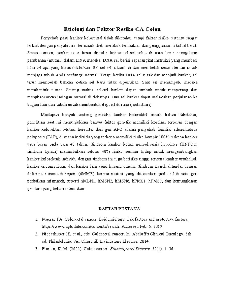 Risiko dan Genetika Kanker Kolon | PDF | Sains & Matematika