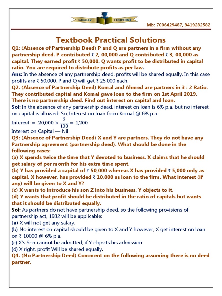 Chapter 1 Partnership Account 1 | PDF | Interest | Partnership