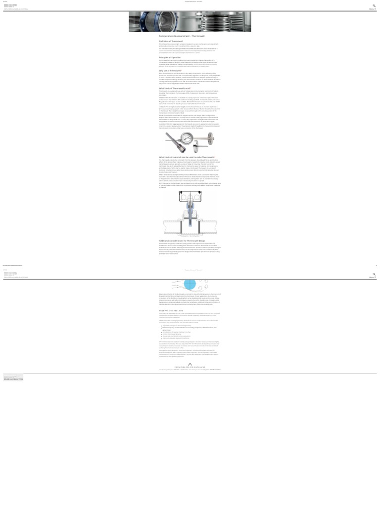 Temperature Measurement - Thermowells | PDF | Metrology | Thermodynamics