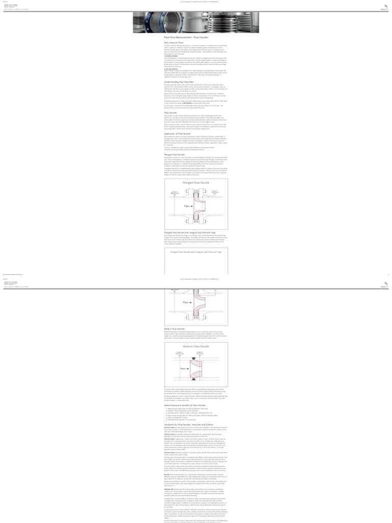 Pipe Flow Measurement Flow Nozzles Iso 5167 3 Bs 1042 1 12 And Asme Mfc 3m Pdf Pipe 