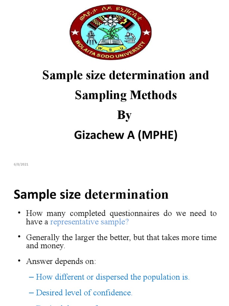 Chapter 3 Sample Size Calculation and Sampling | PDF | Sampling (Statistics) | Sample Size ...