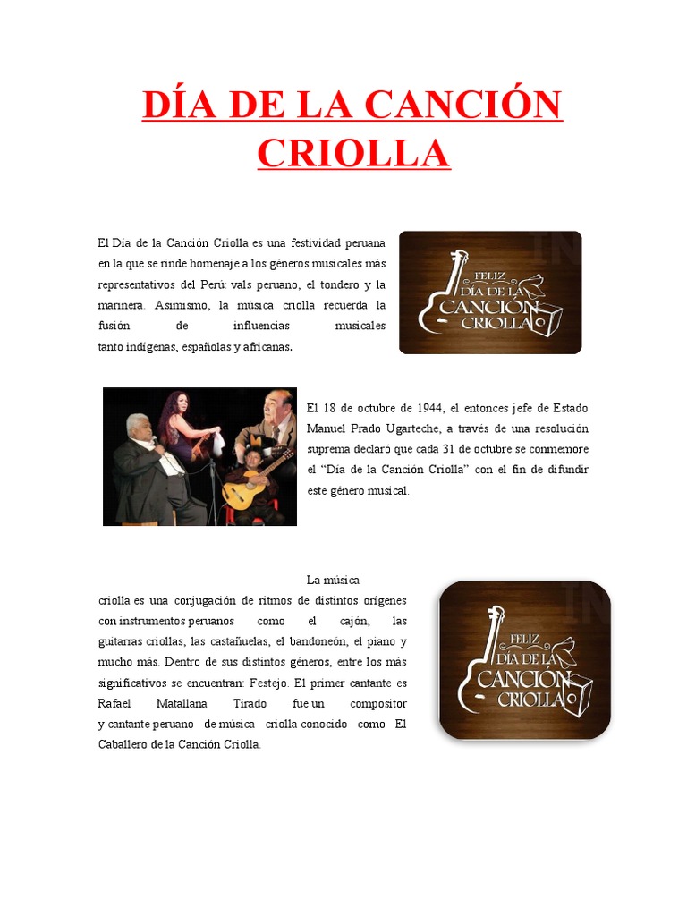 Dia de La Canción Criolla | PDF | Arte