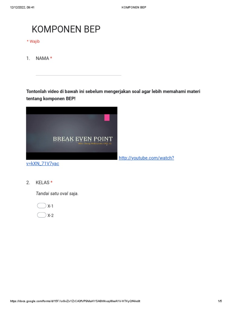 Komponen BEP untuk Usaha Kripik Pisang | PDF