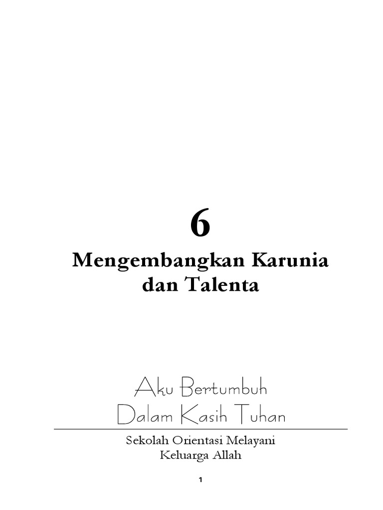 Mengembangkan Karunia dan Talenta Rohani | PDF