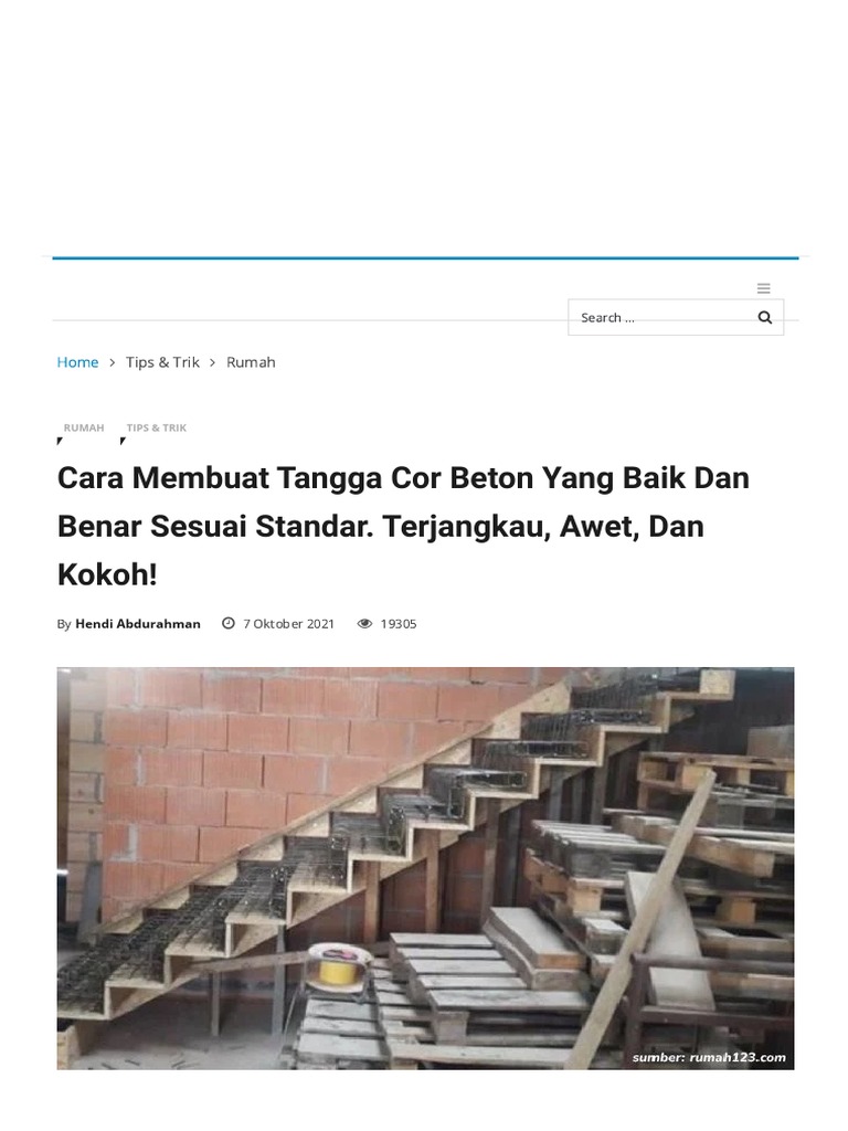 Cara Membuat Tangga Cor Beton Yang Baik Dan Benar Sesuai Standar | PDF