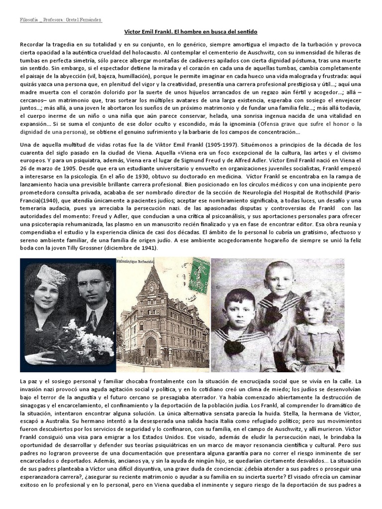 El sentido de la vida según Frankl | PDF | Sicología