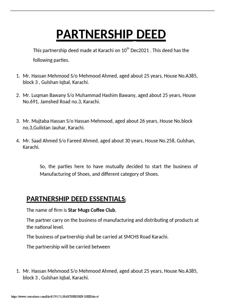 Partnership Deed Final | PDF | Partnership | Goodwill (Accounting)