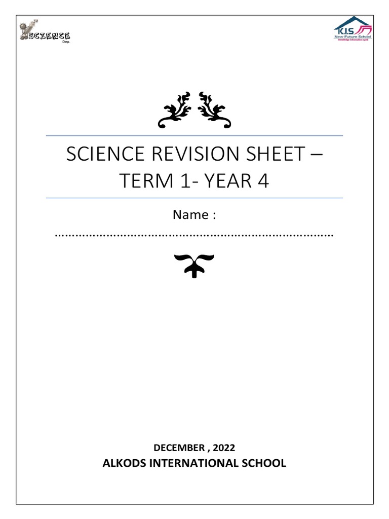 Science Revision Sheet - Term 1-Year 4: Name | PDF | Freezing | Melting