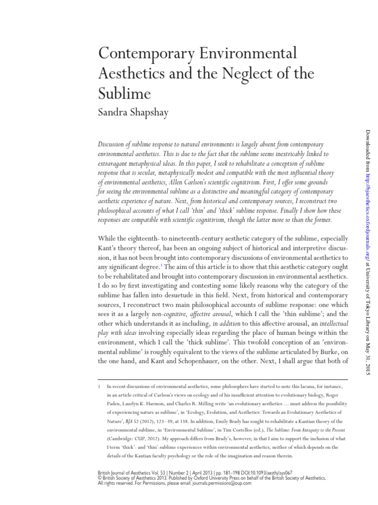 Contemporary Environmental Sublime | PDF | Aesthetics | Immanuel Kant