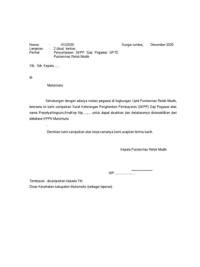 SKPP Gaji Pegawai Puskesmas Retak Mudik | PDF