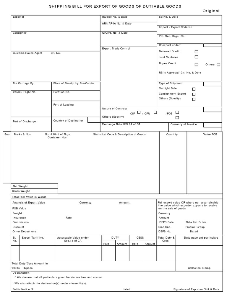 Bill of Export For Dutiable Goods Ex-Bond | Download Free PDF | Receipt ...