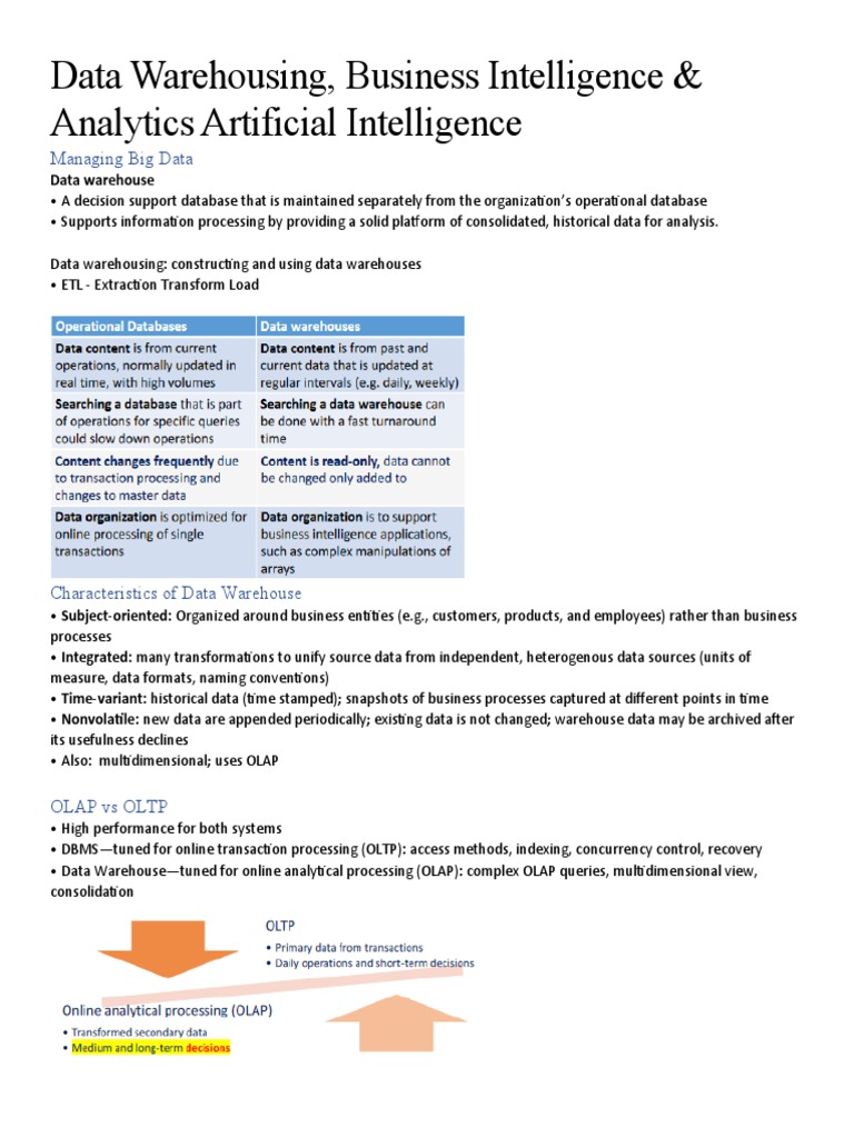 Week 4 | PDF | Data Warehouse | Analytics