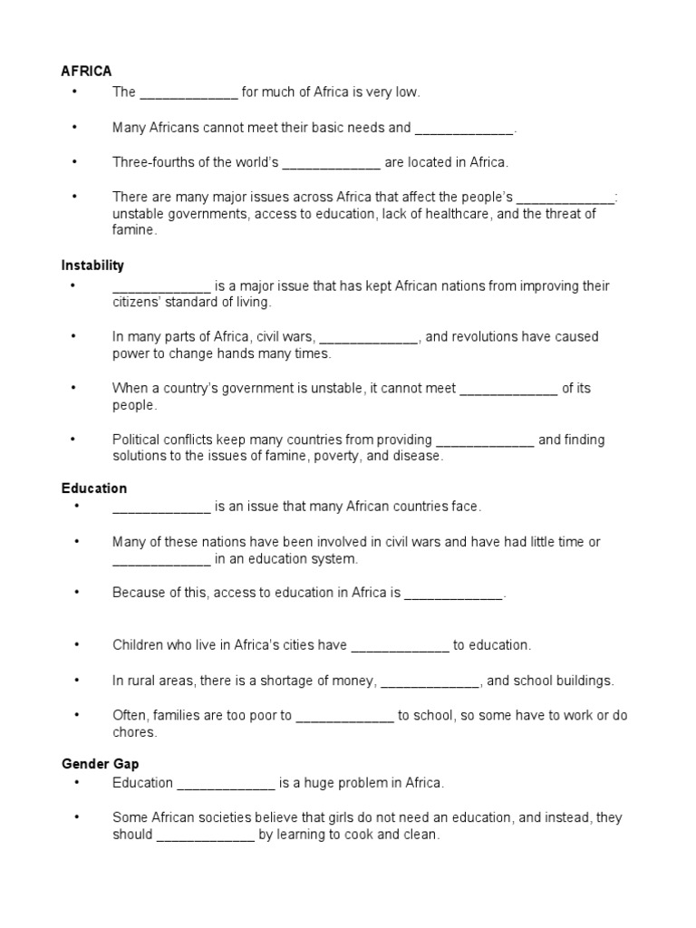Saleem Collier - SS7CG2 Cloze Notes | PDF | Famine | Hiv/Aids