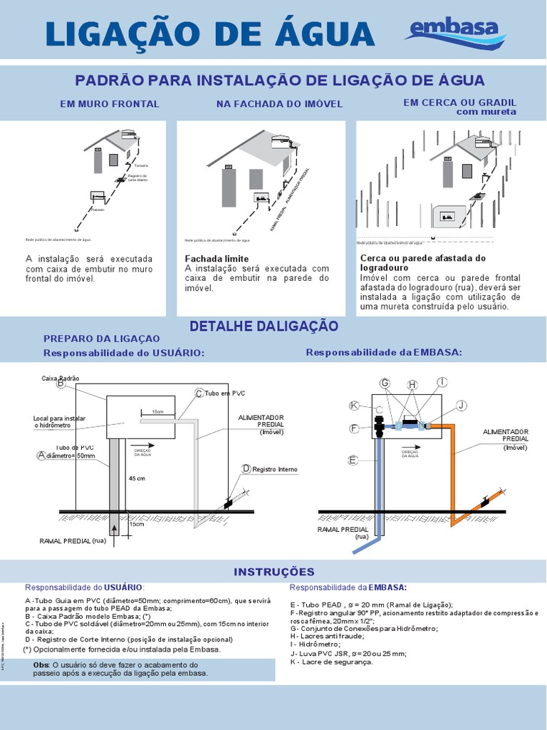 Guia de Instalação de Água Embasa | PDF | Água | Science
