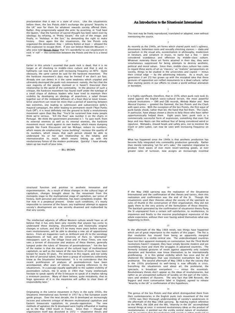 Intro To SI Booklet | PDF | Situationist International | Philosophical ...