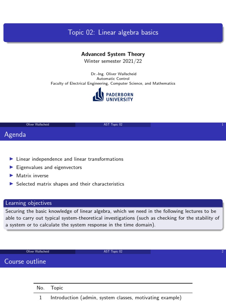 Lec02 - Linear Algebra Basis | PDF | Eigenvalues And Eigenvectors ...