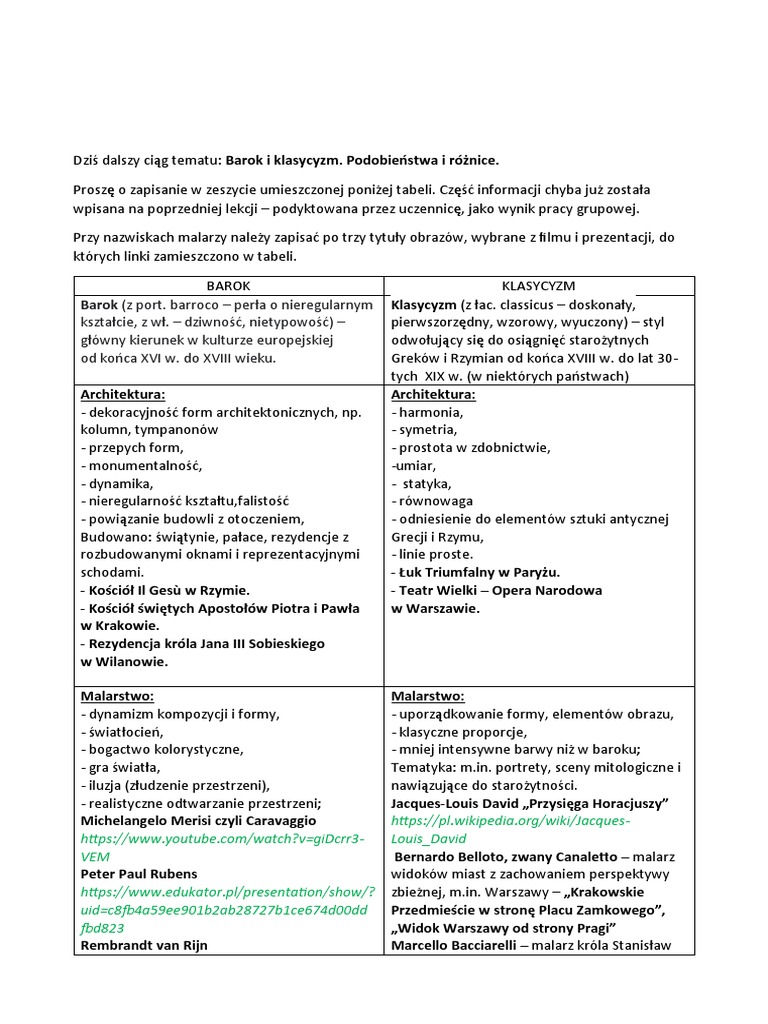 Barok I Klasycyzm | PDF