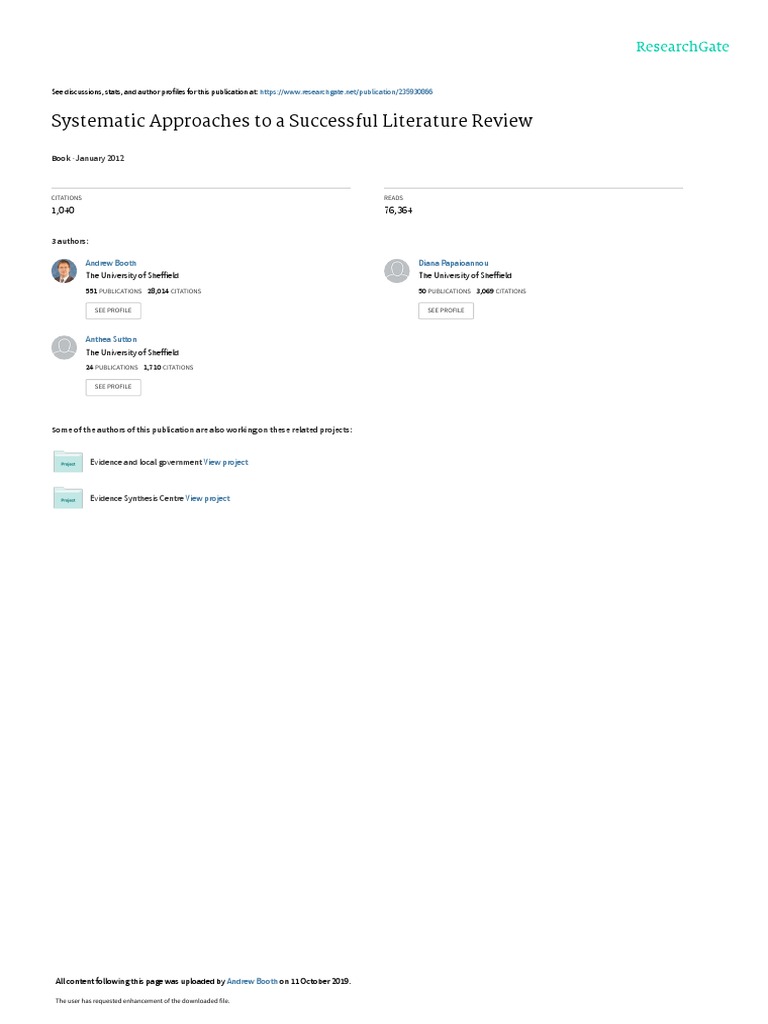Systematic Approaches To A Successful Literature Review | Download Free ...