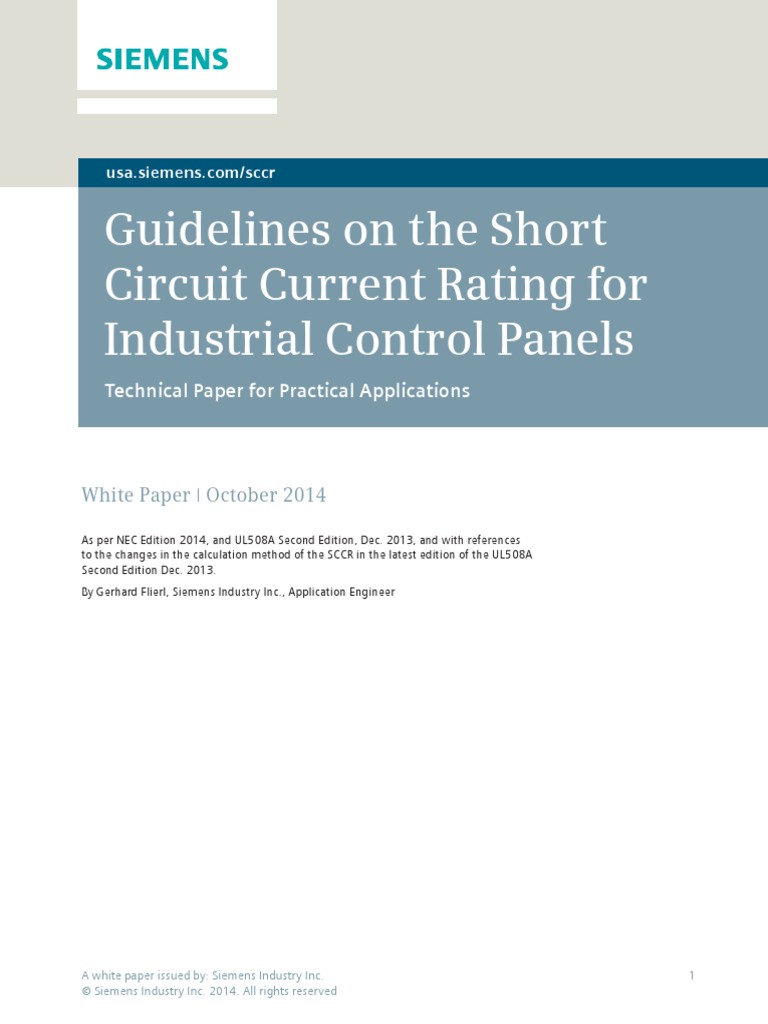 Guidelines On The Short Circuit Current Rating For Industrial Control ...