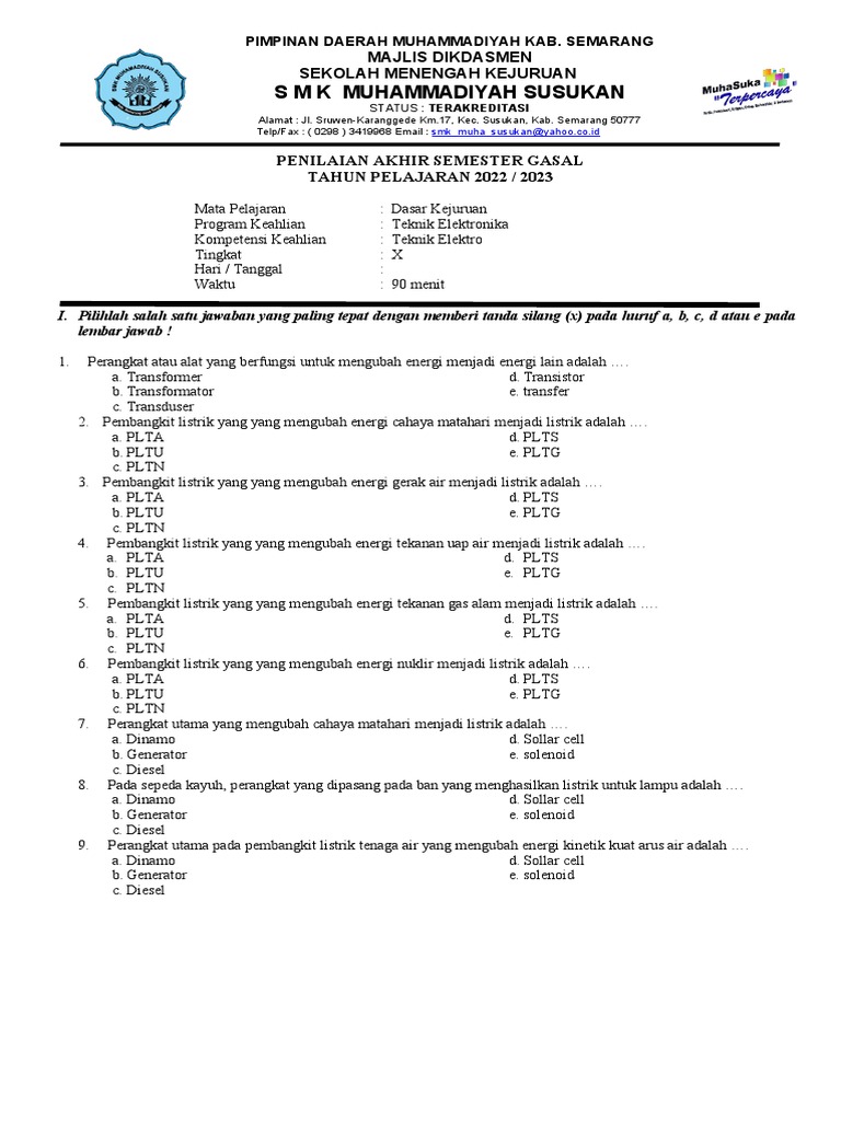 1 Produktif Tav X Dasar Teknik Elektronika Pak Santo | PDF