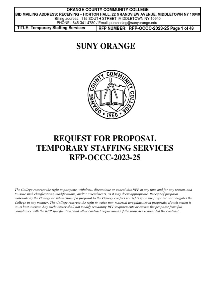 OCCC Temporary Staffing RFP | PDF | Employment | Request For Proposal