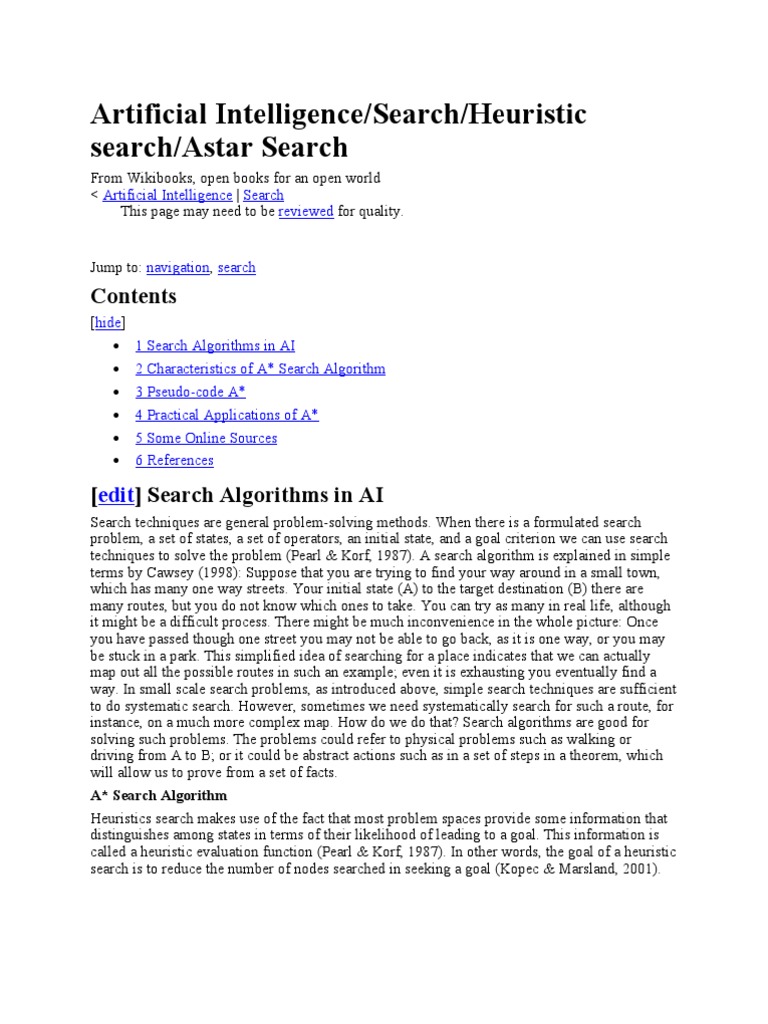 Artificial Intelligence/Search/Heuristic Search/astar Search | Download ...