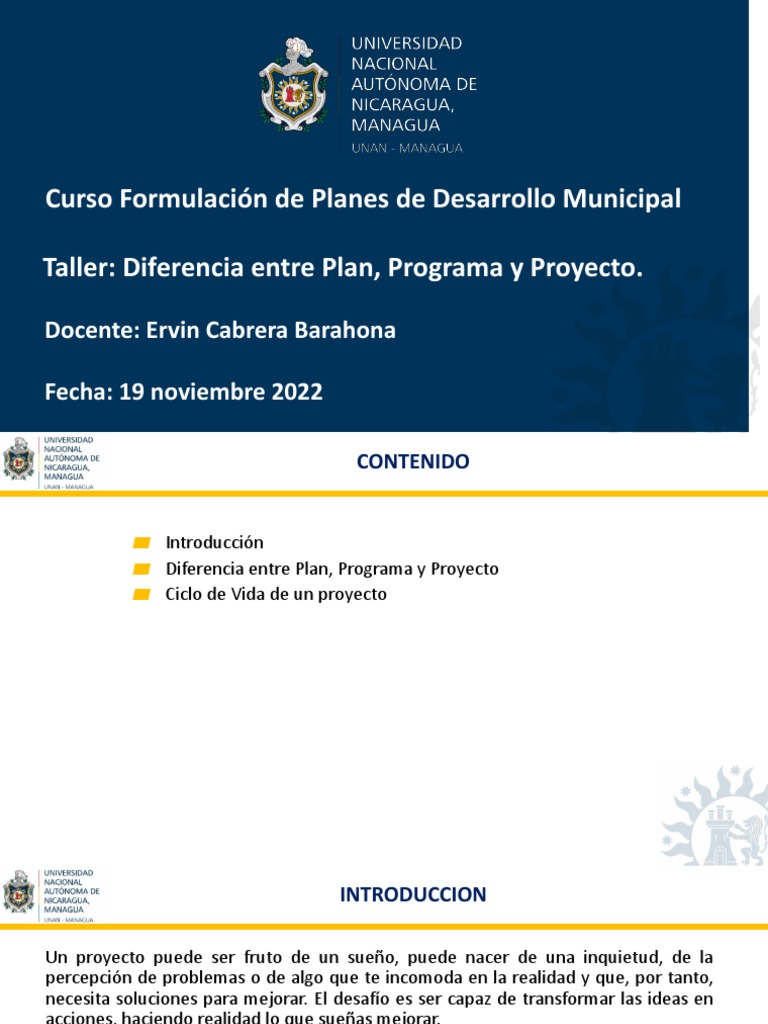 Diferencia Entre Plan Programa y Proyectos | PDF | Planificación ...