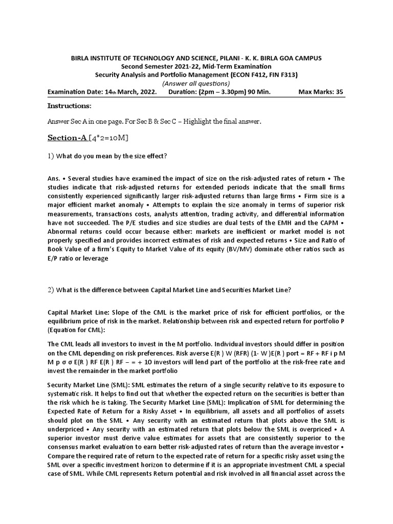 Econf412 Finf313 Mids S | PDF | Margin (Finance) | Stocks