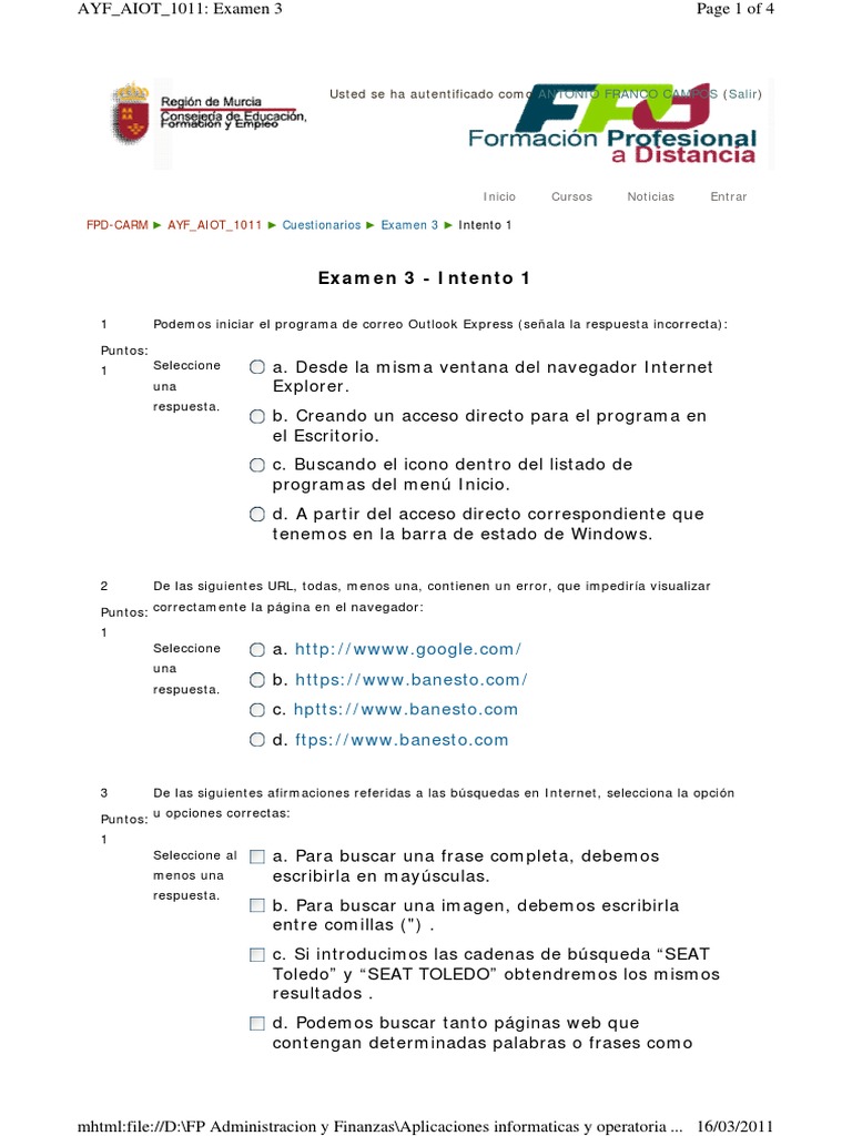 Examen Unidad 3 Intento 1 | PDF | Internet | explorador de Internet
