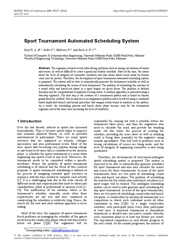 Sport Tournament Automated Scheduling System | PDF | Tournament | Integrated Development Environment