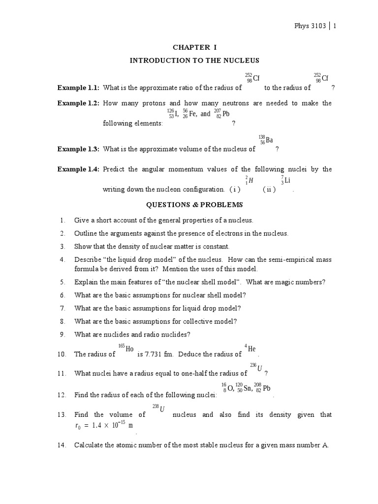Phys 3103 | PDF | Radioactive Decay | Atomic Nucleus