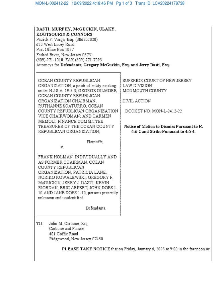 Dasti & McGuckin Motion To Dismiss | PDF | Summary Judgment | Complaint