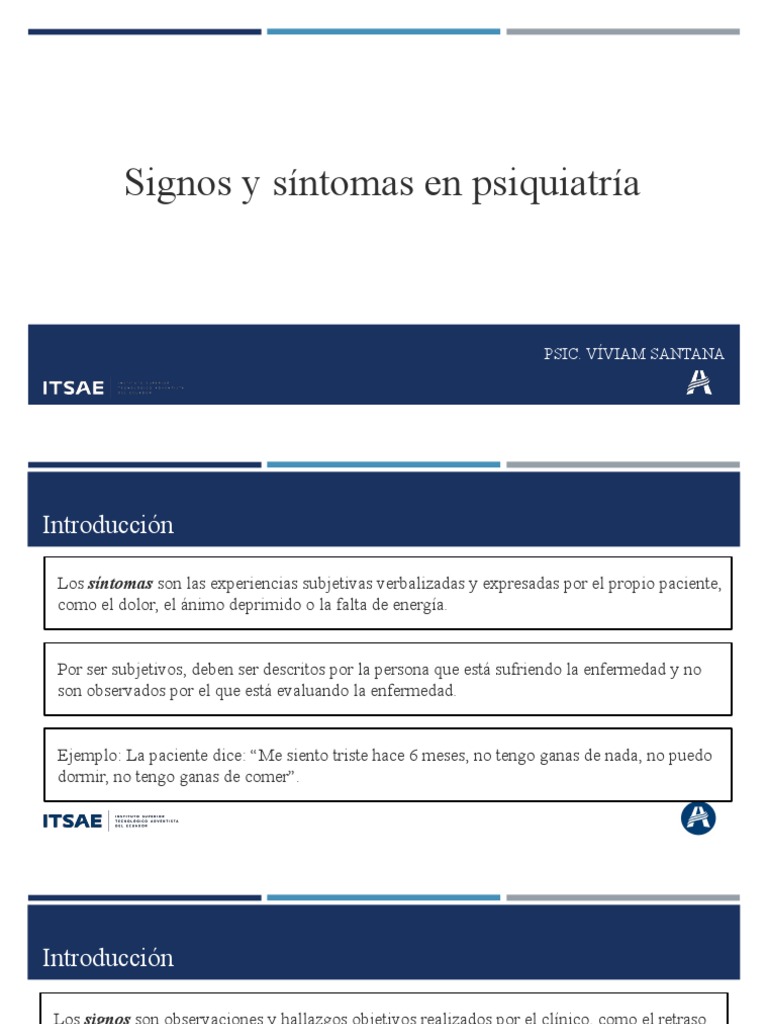 Signos y síntomas en psiquiatría: una guía sobre la evaluación de los ...