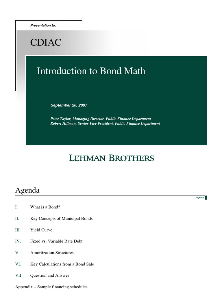 Introduction to Municipal Bond Math | PDF | Revenue Bond | Finance ...