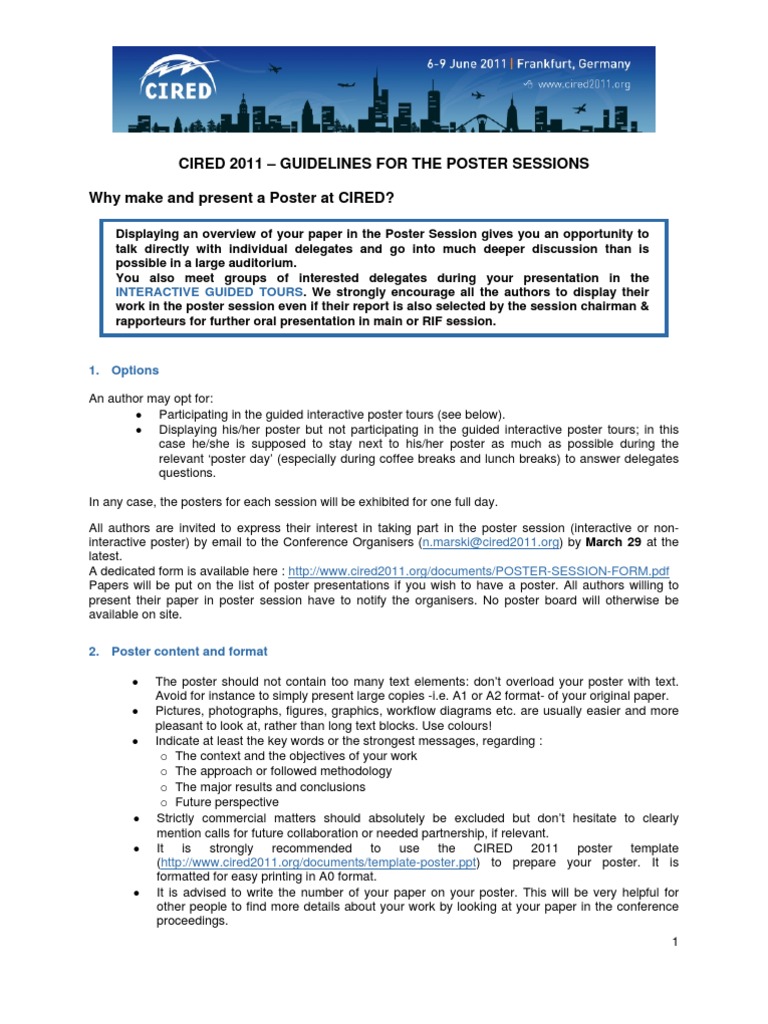 CIRED 2011 Poster Session Guidelines | PDF | Poster | Business
