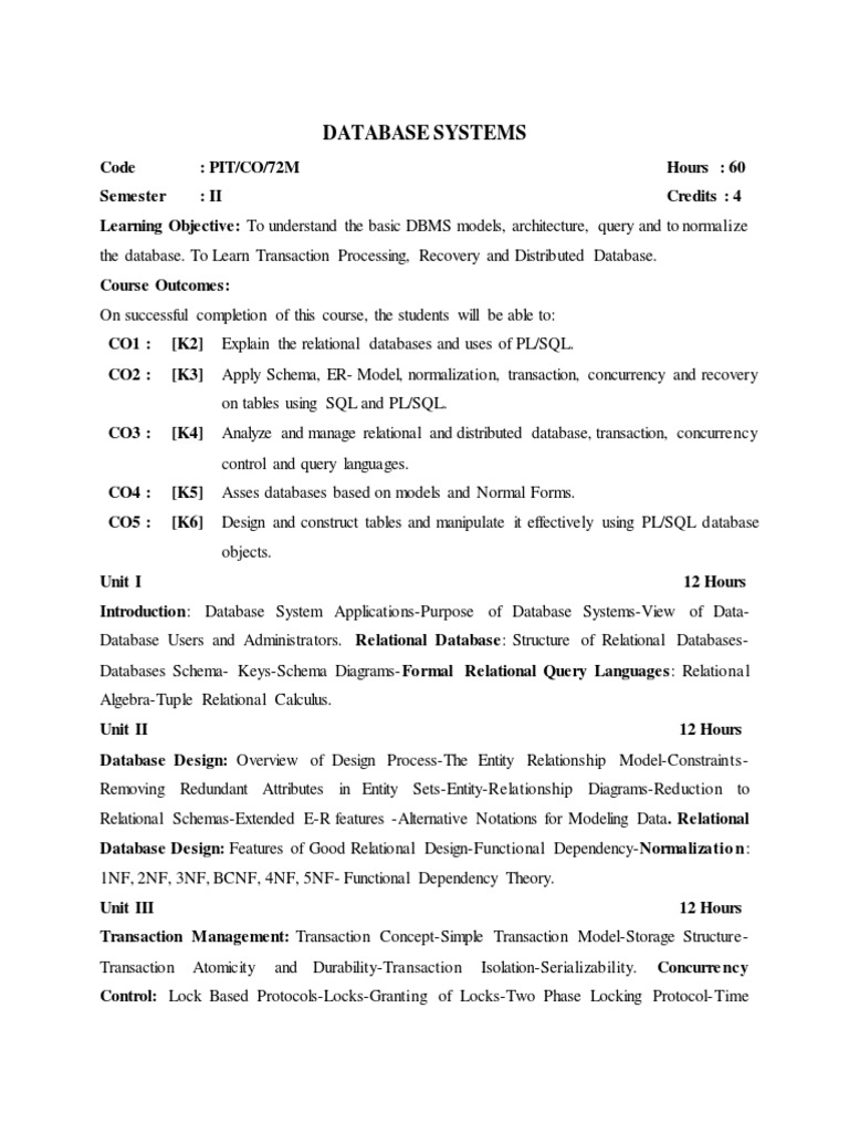 RDBMS Syll | PDF | Databases | Relational Database