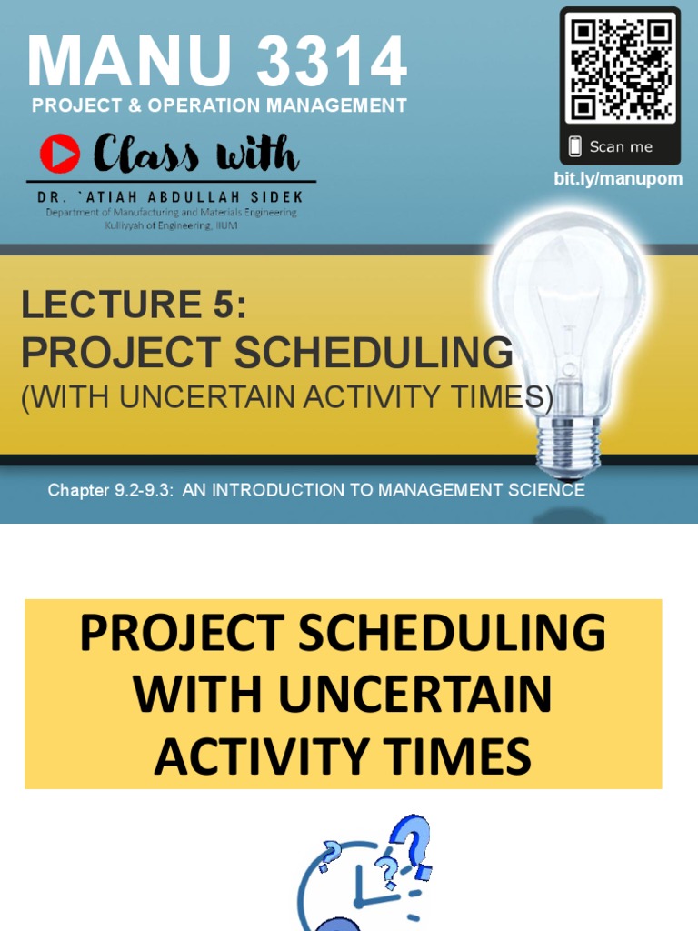 Pom Lecture5 Project Scheduling Uncertain Pdf Variance Normal Distribution 