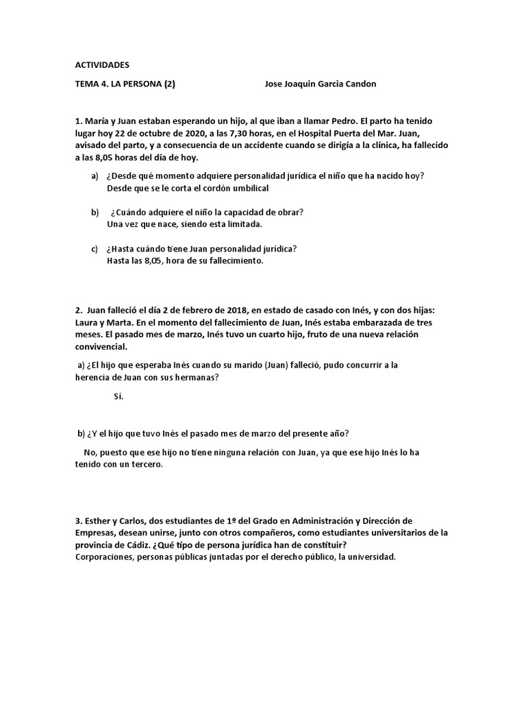 Act. Tema 4 La Persona | PDF