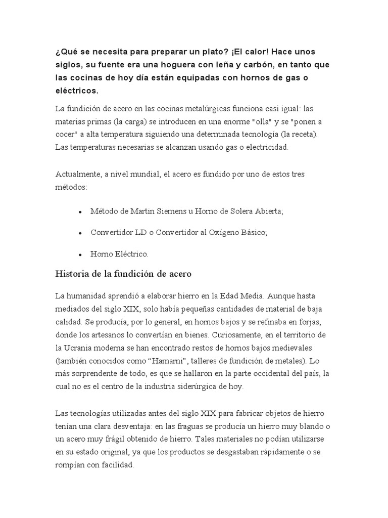 Qué Se Necesita para Preparar Un Plato | PDF | Acero | Fundición Qué Se Necesita para Preparar Un Plato | PDF | Acero | Fundición
