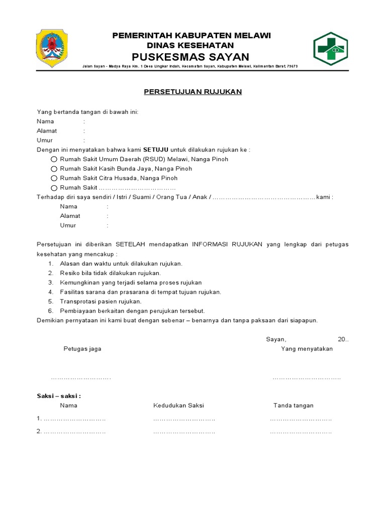 Form Persetujuan Rujukan | PDF