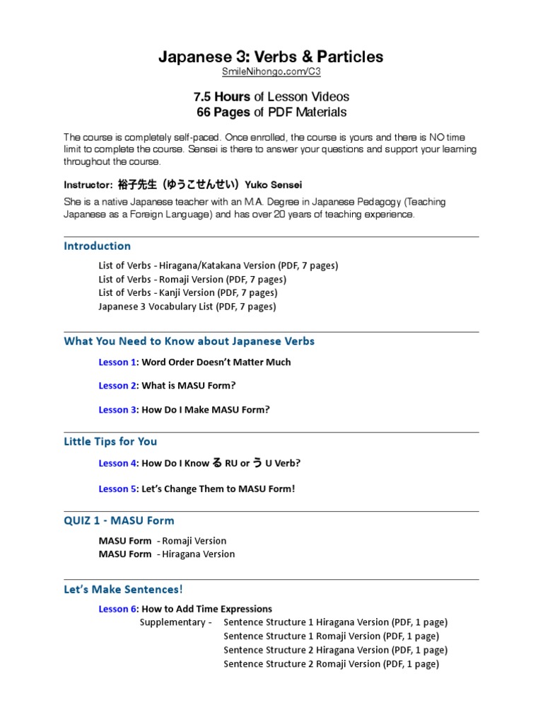 Japanese 3 Lesson List | PDF | Japanese Language | Linguistics