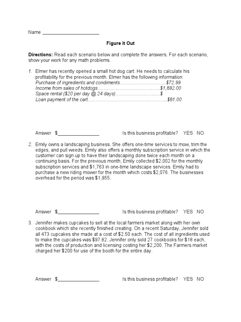 Business Profitability Scenarios Analysis | PDF