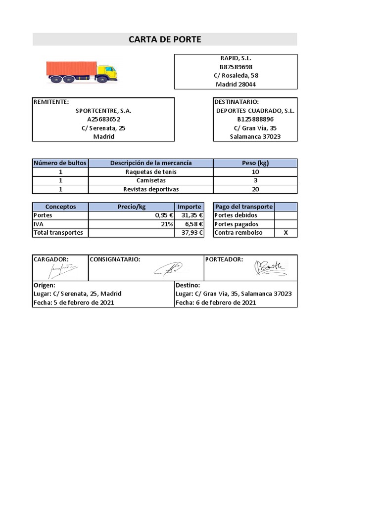 Carta de Porte | PDF