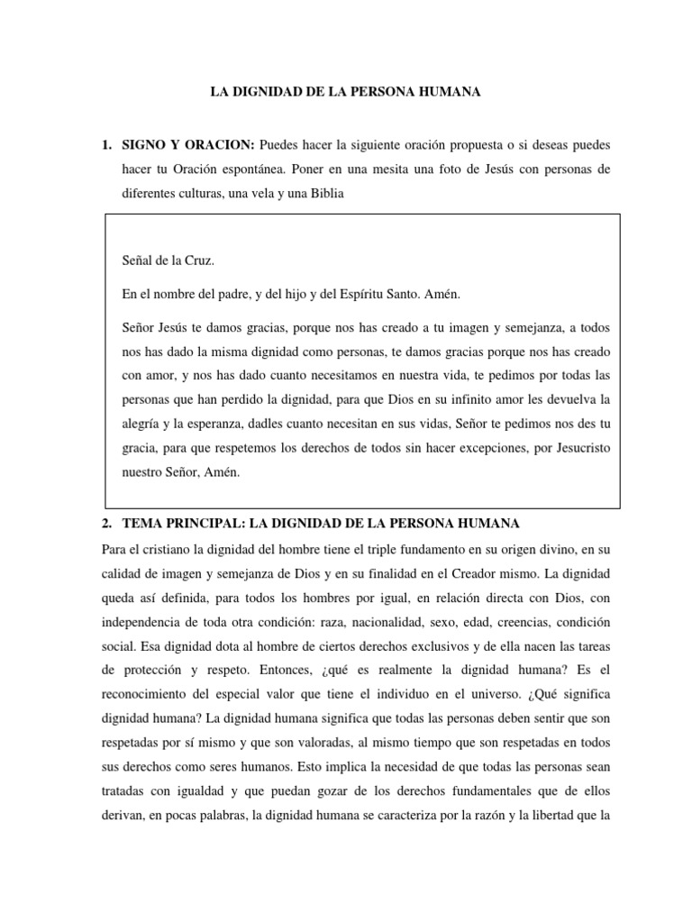 La Dignidad Humana en la Fe Católica | PDF | Amor | Dios