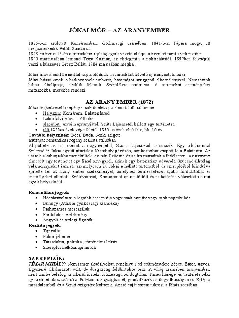 JÓKAI MÓR - Az Arany Ember | PDF